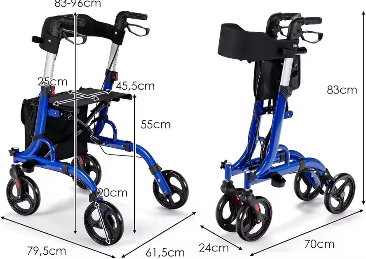 Deambulatore Pieghevole per Anziani con Seduta e Freni Roller 2 in 1 ...